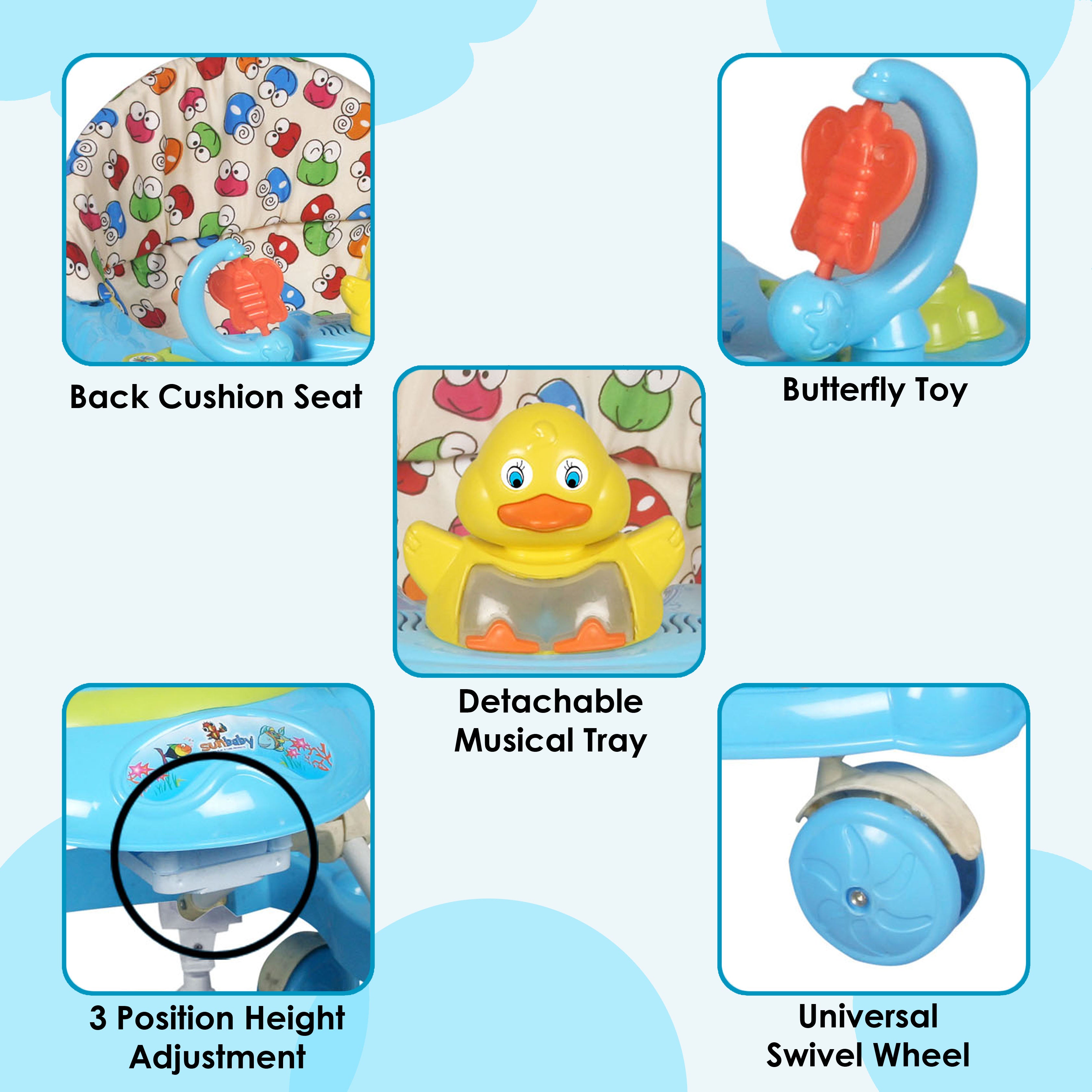 SUNBABY, High Quality Safety Standards Baby Walker, Height Adjustable ...